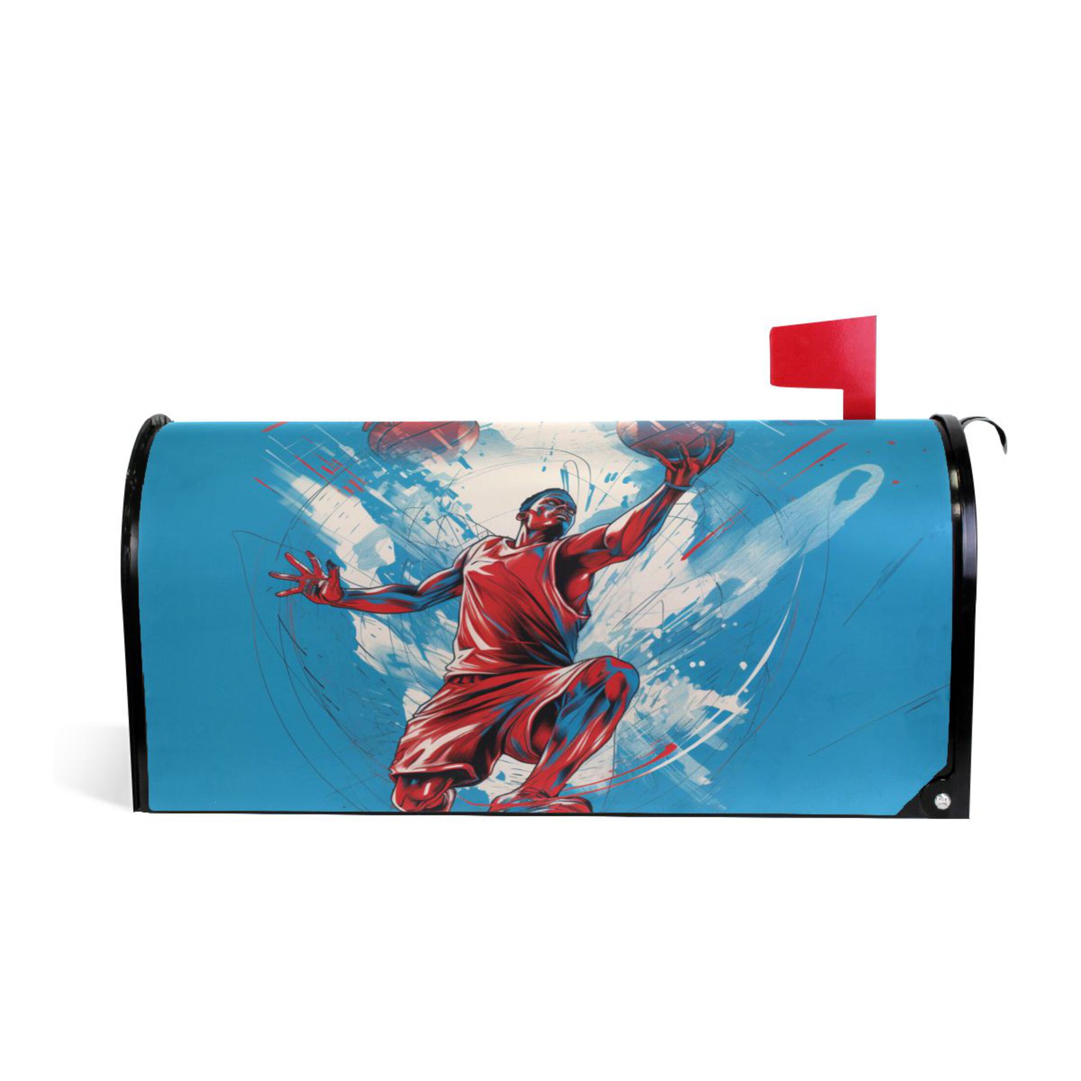 Basketball Player Slam Dunk Magnetic Mailbox Covers 25.5" X 21" Post ...