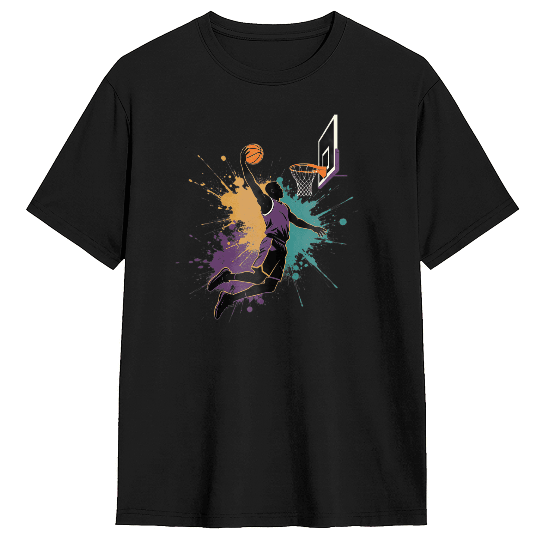 Basketball Player Splash Art Silhouette Cool Graphic Tee for Men, Witty ...