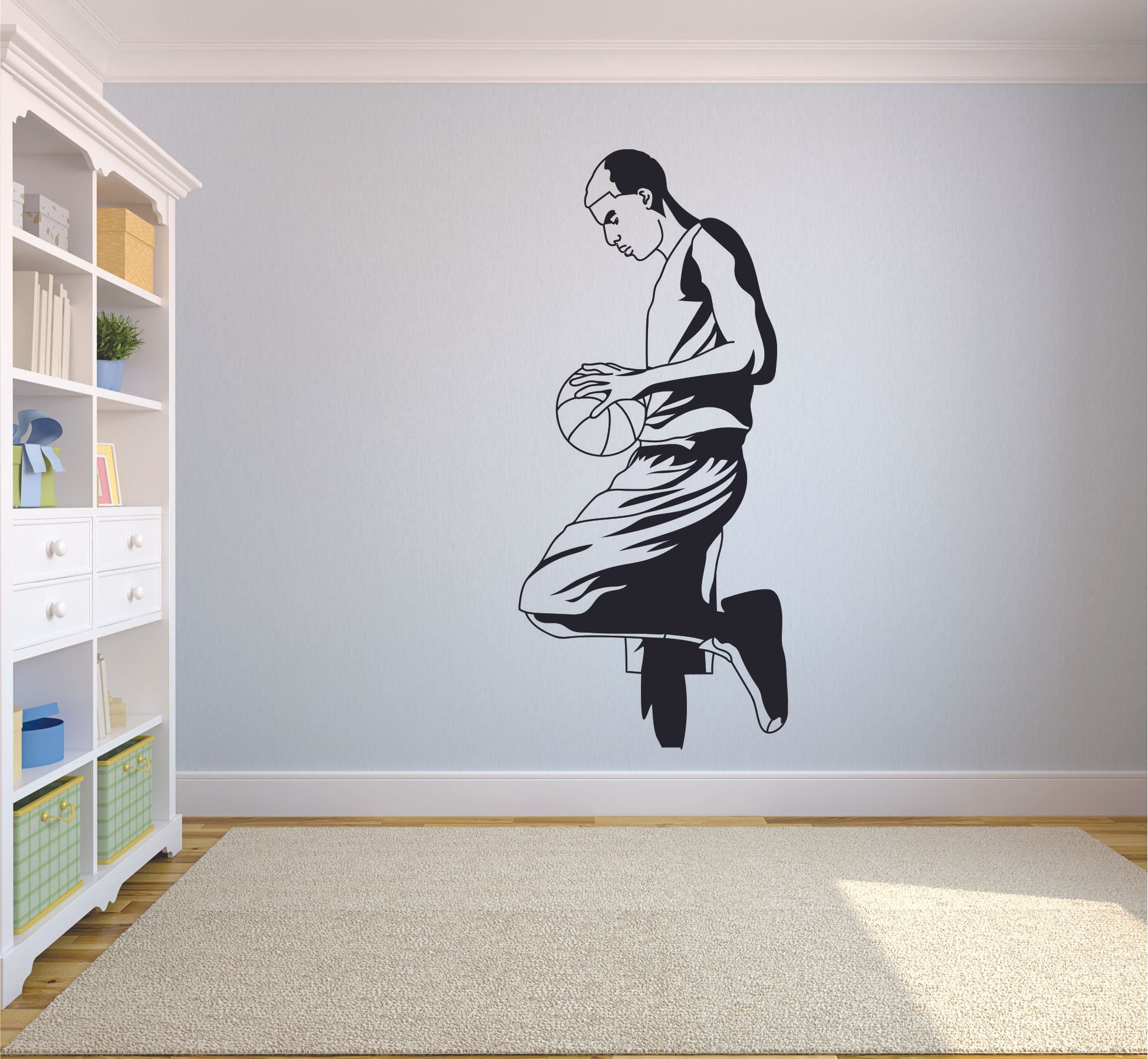 Basketball Player Sports Silhouette Athlete Wall Sticker for Girls/Boys ...