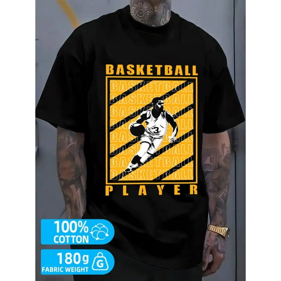 Basketball Player Tee for men black 180G 100% Cotton Unique designs ...