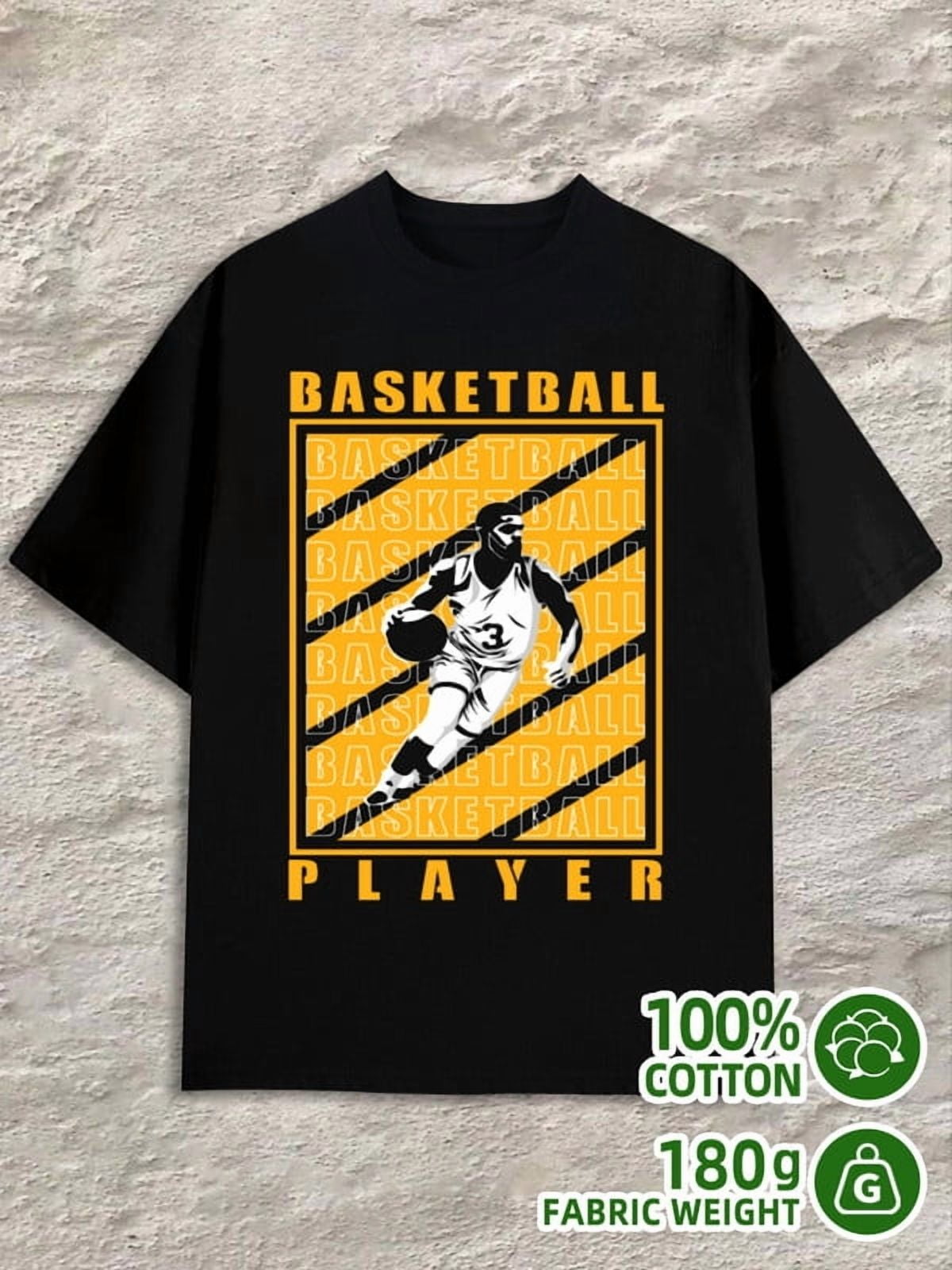 Basketball Player Tee men's 180G 100% Cotton black Funny Unisex Shirt ...