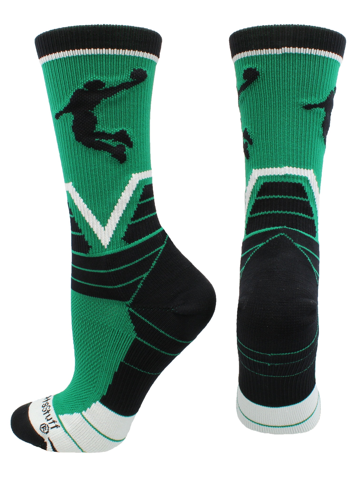 Basketball Player Victory Crew Socks (Kelly Green/Black/White, Medium ...
