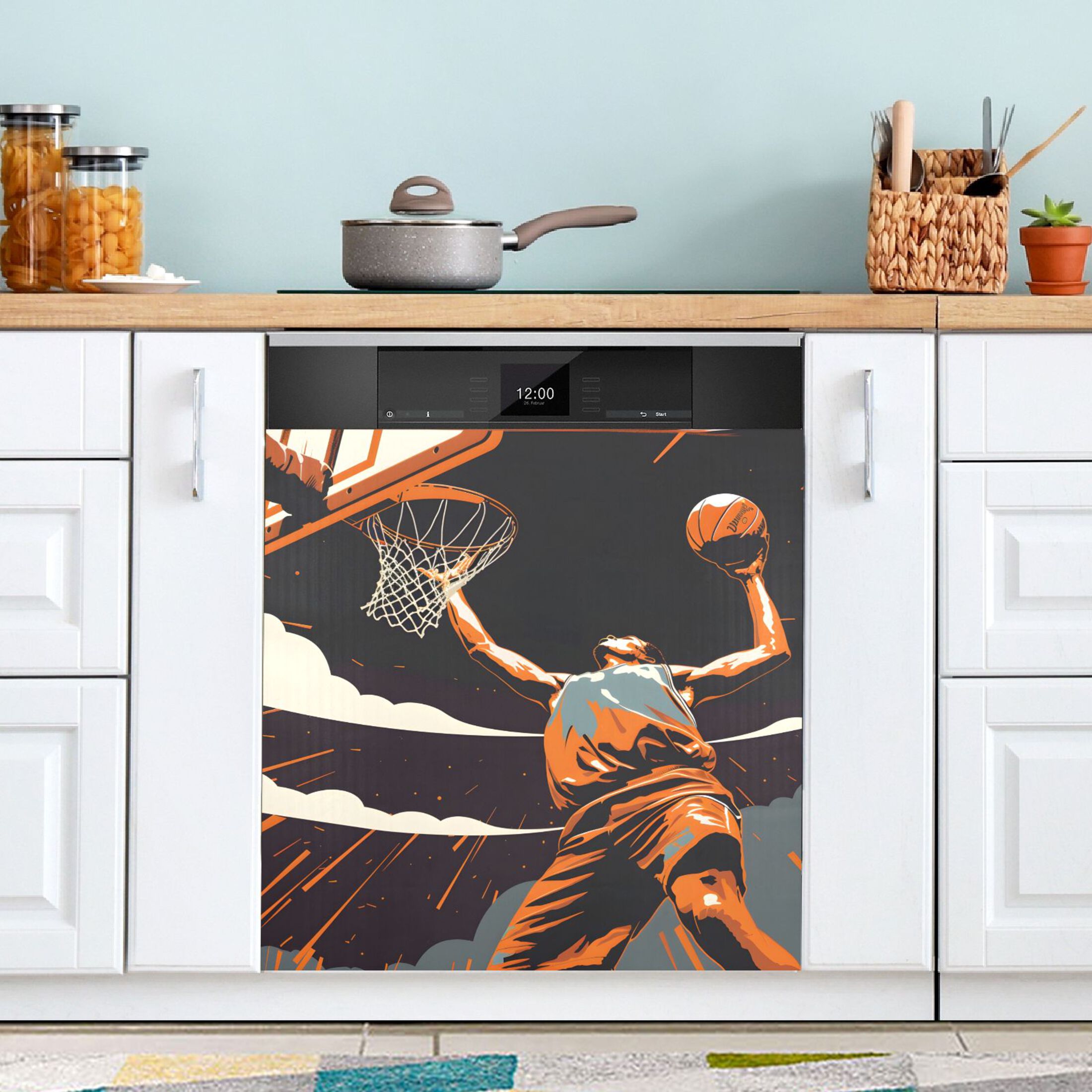 Basketball Player in Action Magnetic Dishwasher Covers Refrigerator ...