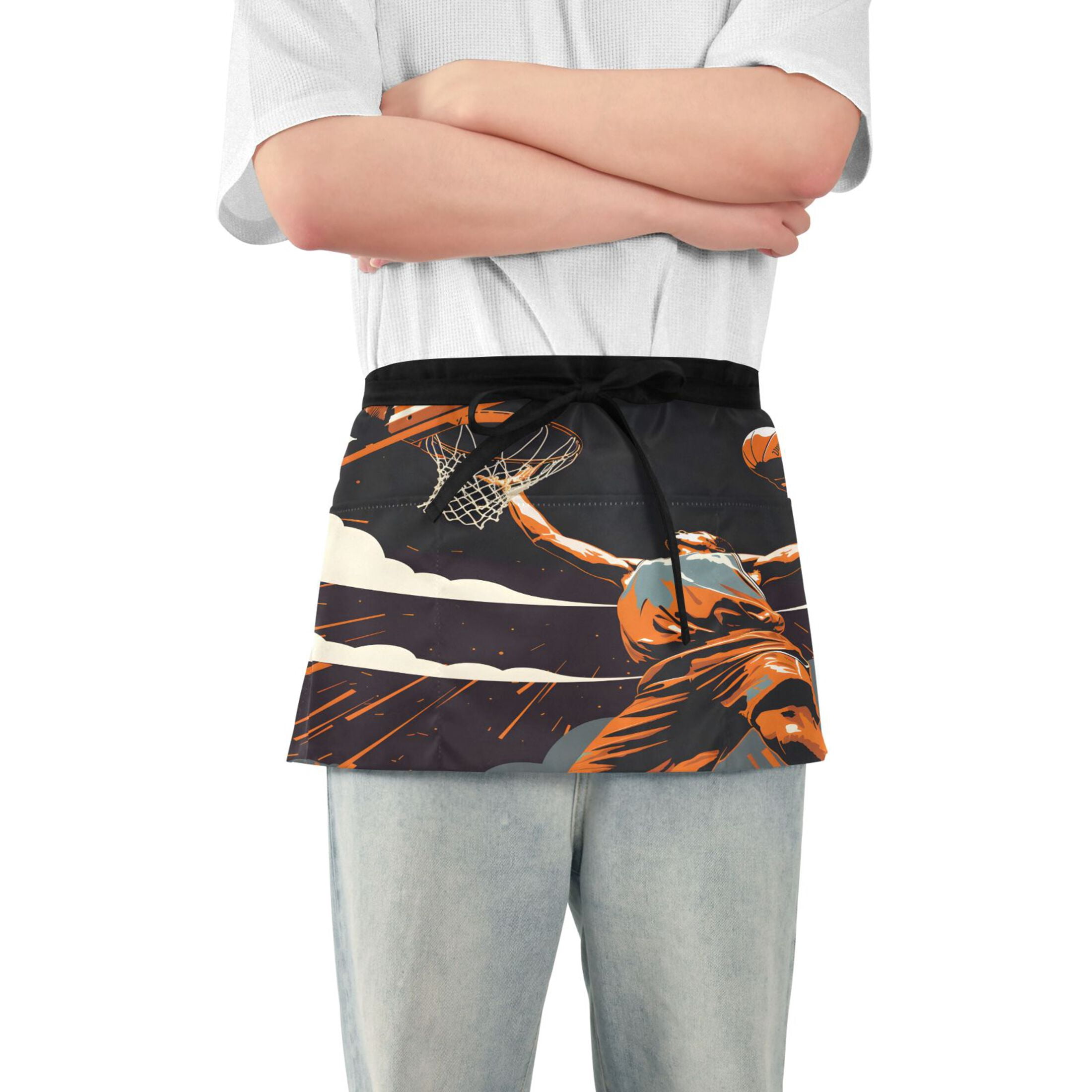 Basketball Player in Action Server Apron with 3 Pockets Waterproof ...