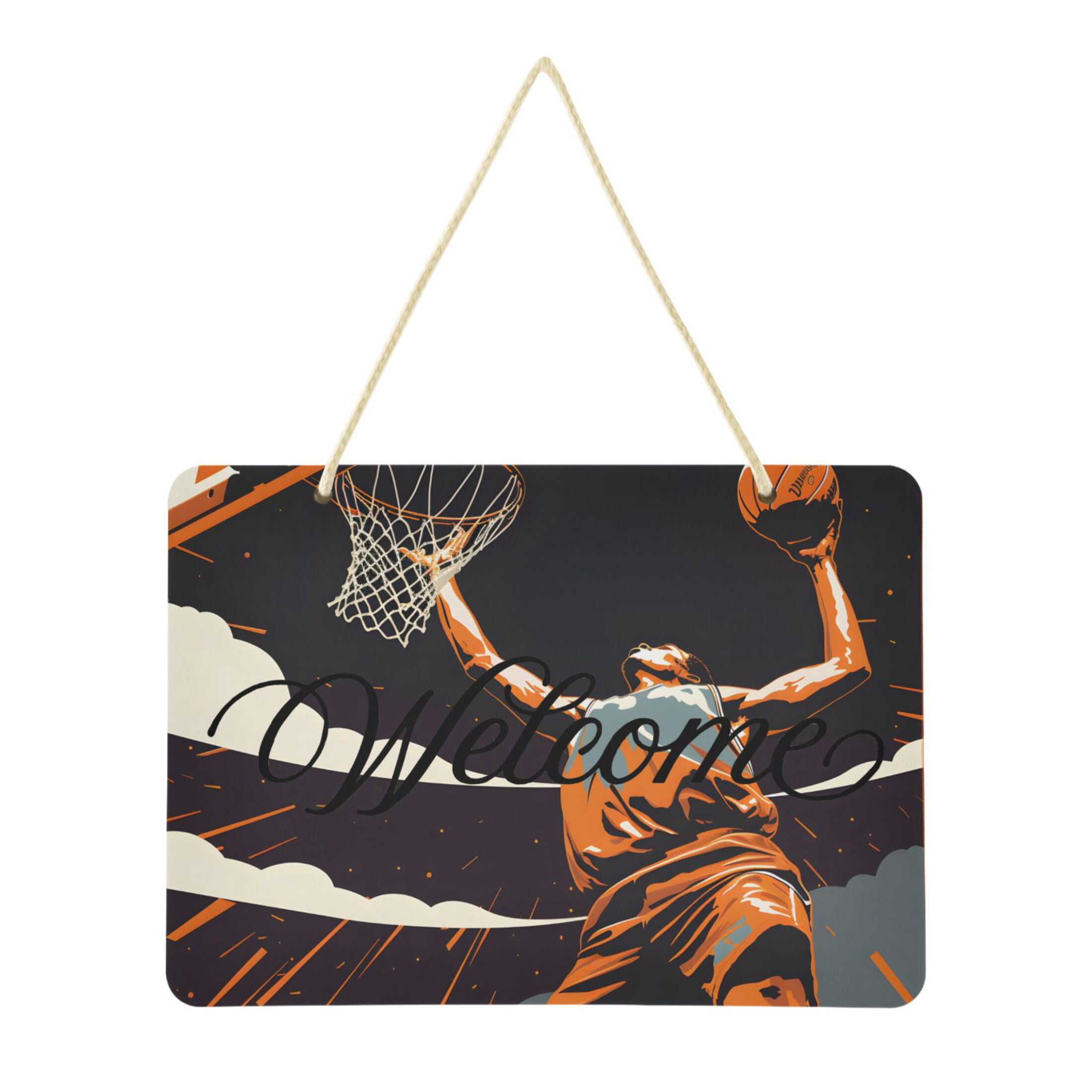 Basketball Player in Action Welcome Sign Front Door PVC 14x10 inch ...
