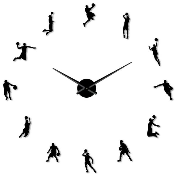 Basketball Players Frameless Wall Clock Stickers, DIY Modern Decorative ...