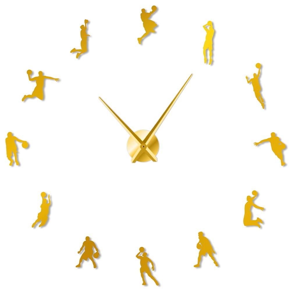 Basketball Players Frameless Wall Clock Stickers, DIY Modern Decorative ...