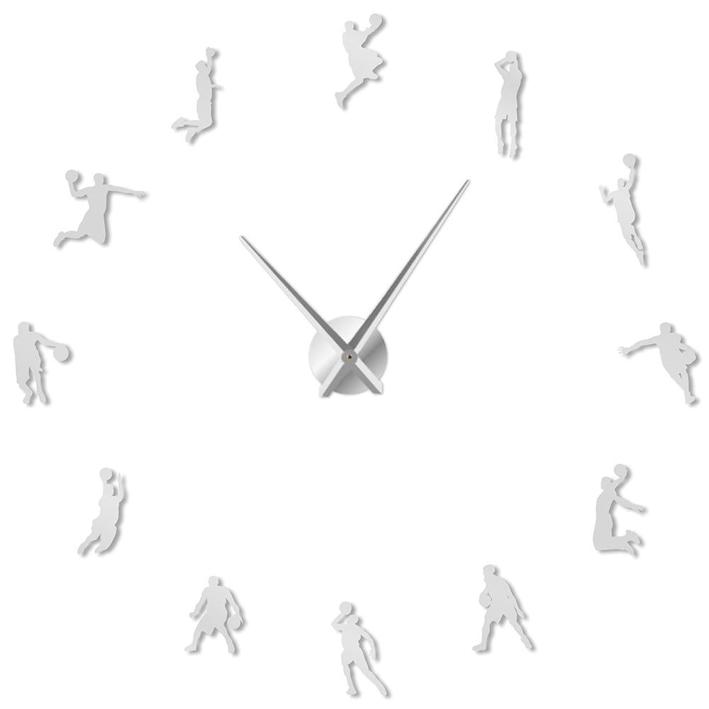 Basketball Players Frameless Wall Clock Stickers, DIY Modern Decorative ...
