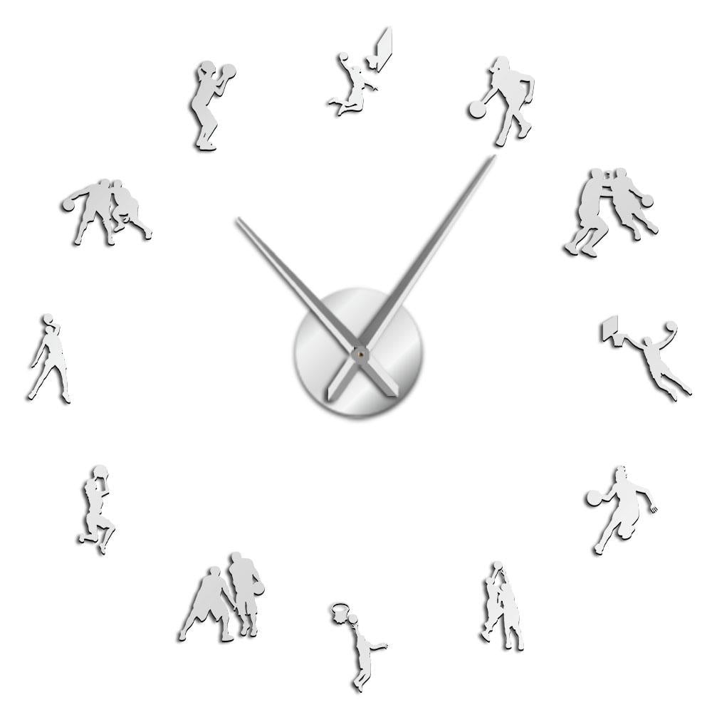 Basketball Players Silhouettes Frameless Wall Clock Stickers, DIY ...