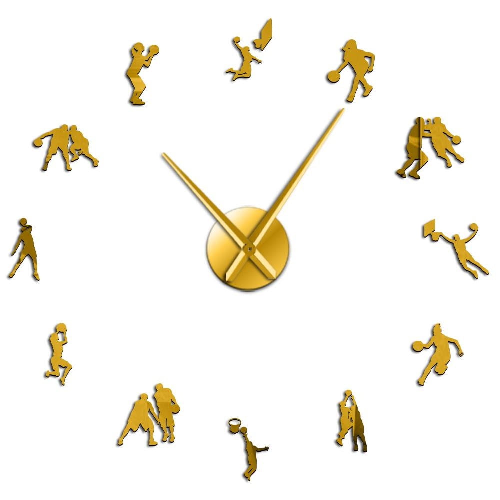 Basketball Players Silhouettes Frameless Wall Clock Stickers, DIY ...