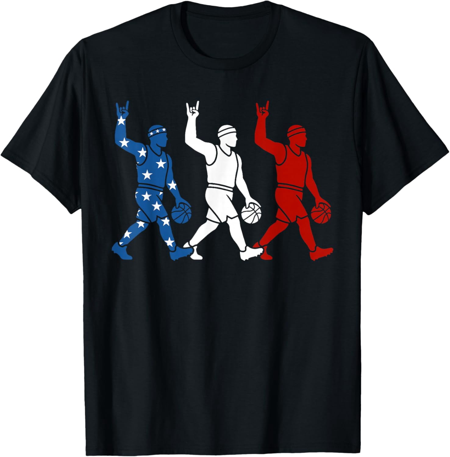 Basketball Players USA Flag 4th of July Funny Basketball T-Shirt ...