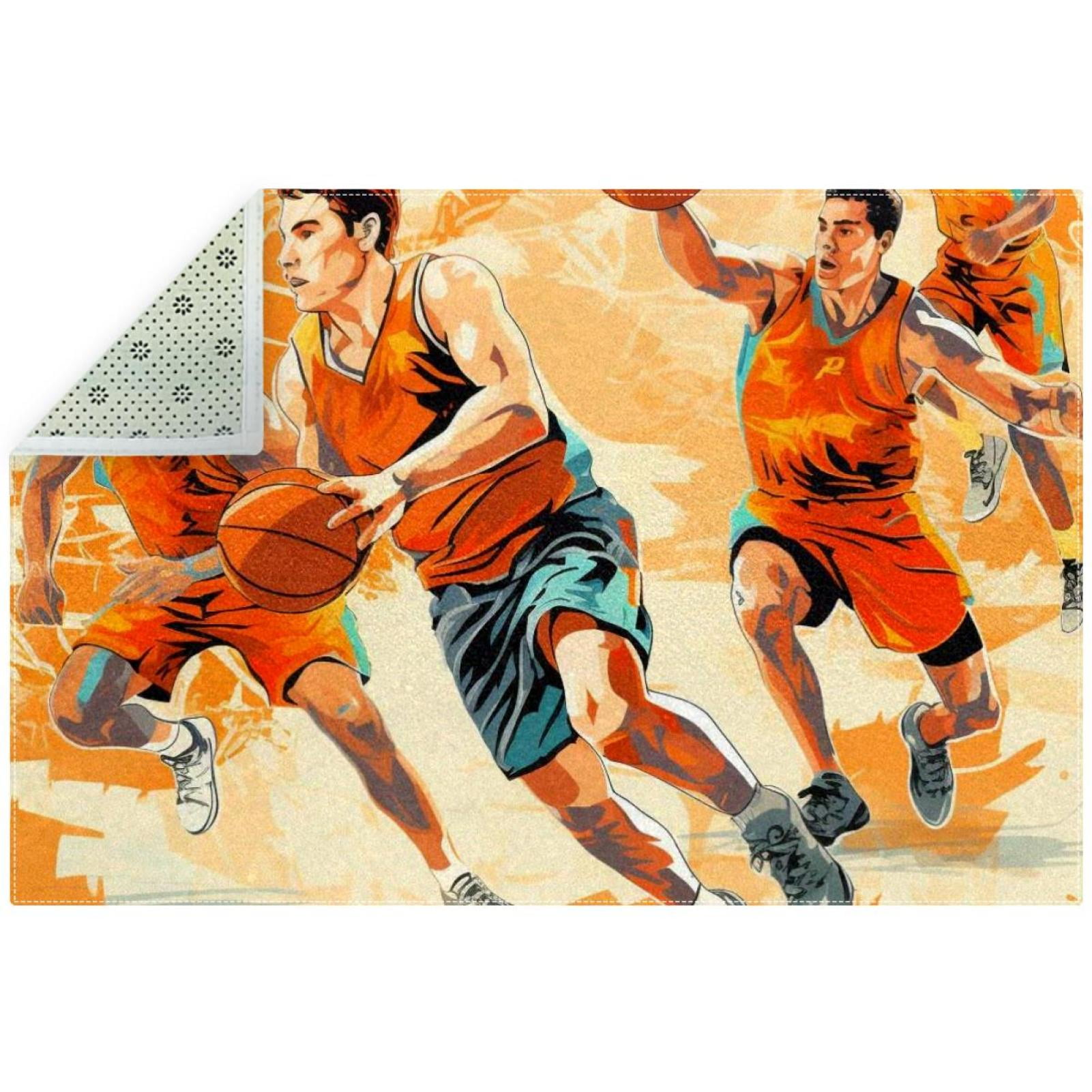 Basketball Polyester Right-Angle Door Mat | Durable Indoor/Outdoor Rug ...