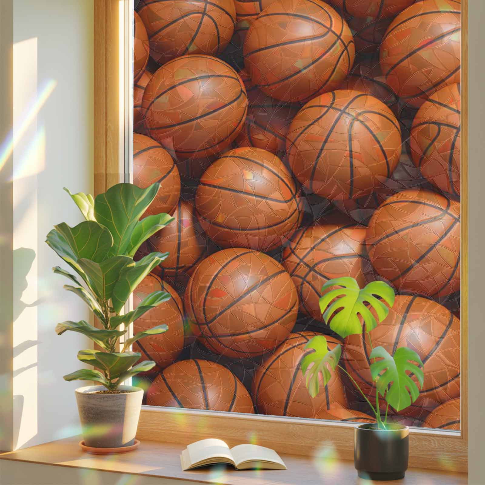 Basketball Privacy Window Film, Decorative Stained Glass Window Film ...