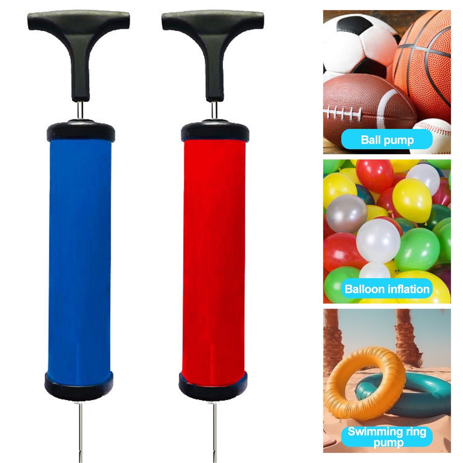 Basketball Pump with Needles Nozzle & Extension Hose Pull Inflator ...