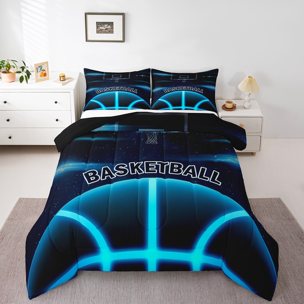 Basketball Queen Comforter Set Sports Bedding Sets Basketball Game ...