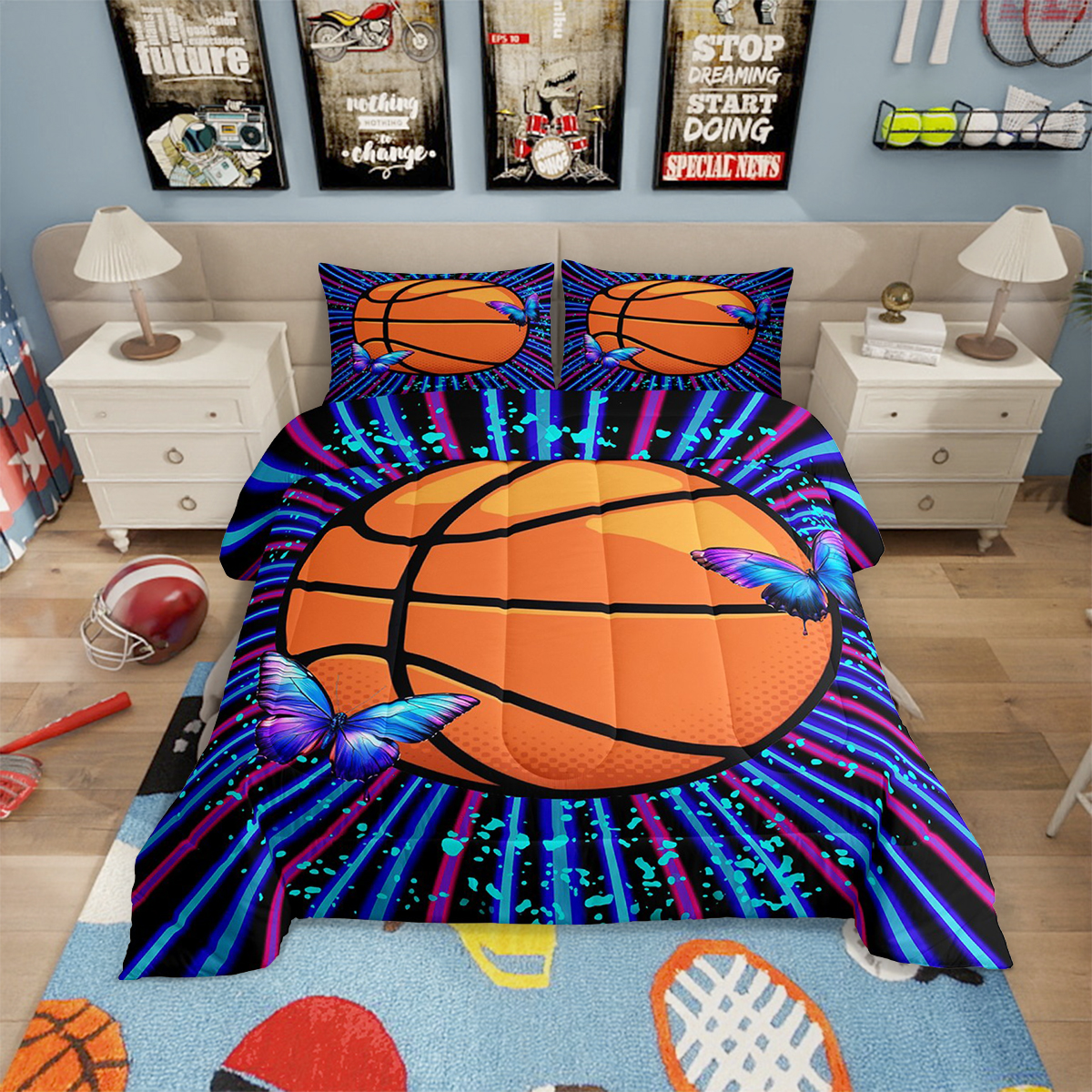 Basketball Queen Comforter Set Sports Bedding Sets Sports Game Themed ...