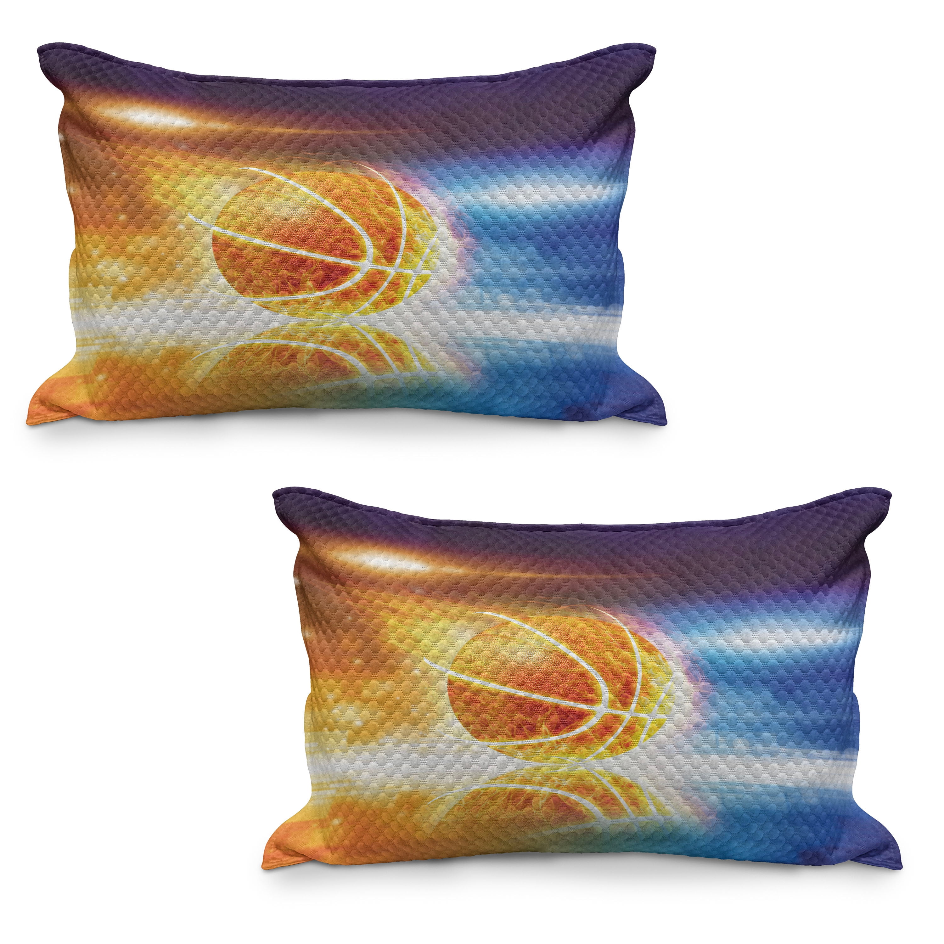 Basketball Quilted Pillowcover Set of 2, Abstract Sports Background ...