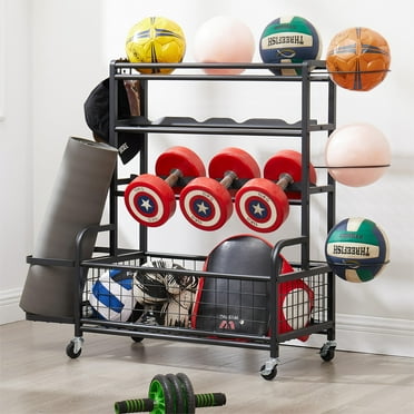 Flkoendmall 4 Layer Sports Display Storage Shelf, Iron Basketball ...