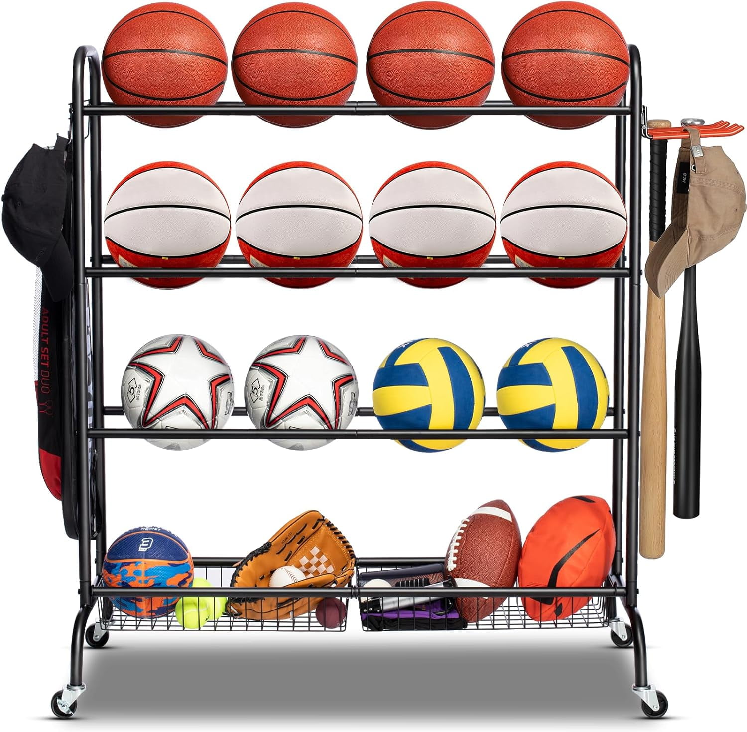 Basketball Rack, Rolling Basketball Shooting Training Stand,Sports ...