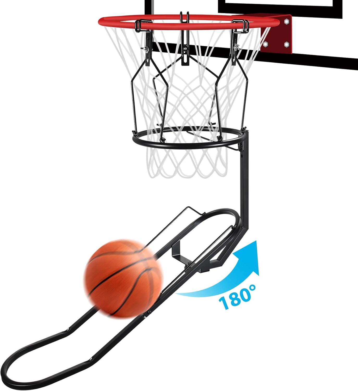 Basketball Rebounder, 180° Rotatable Basketball Return Attachment with ...