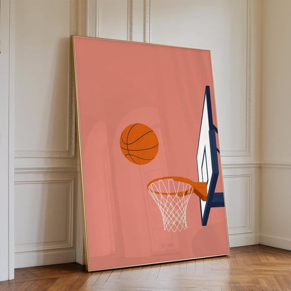 Basketball Rim Wall Art Minimalist Sports Poster Athletic Home Decor ...