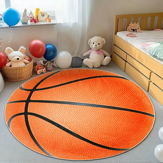 Basketball Round Bedroom Carpet Resistant Bedside Blanket Cute Cartoon ...