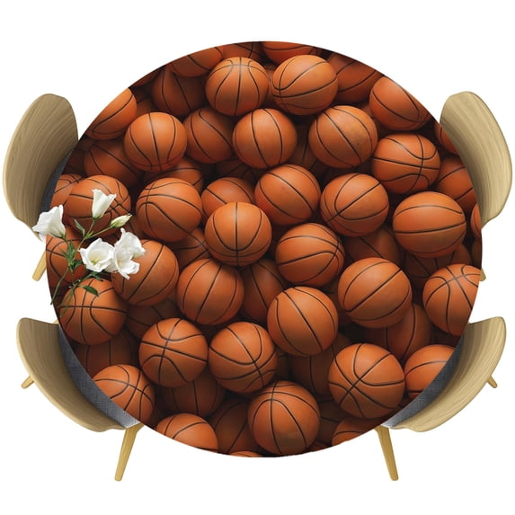 Basketball Round Tablecloth 45-54 Inch Round Fitted Table Cloth with ...
