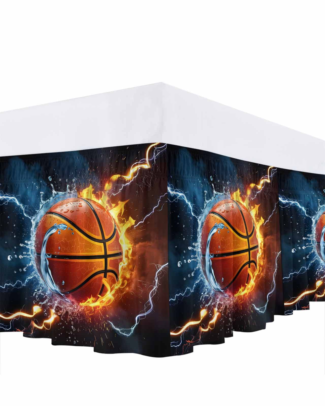 Basketball Ruffle Bed Skirt King Size Fire and Water Lightning Impact ...