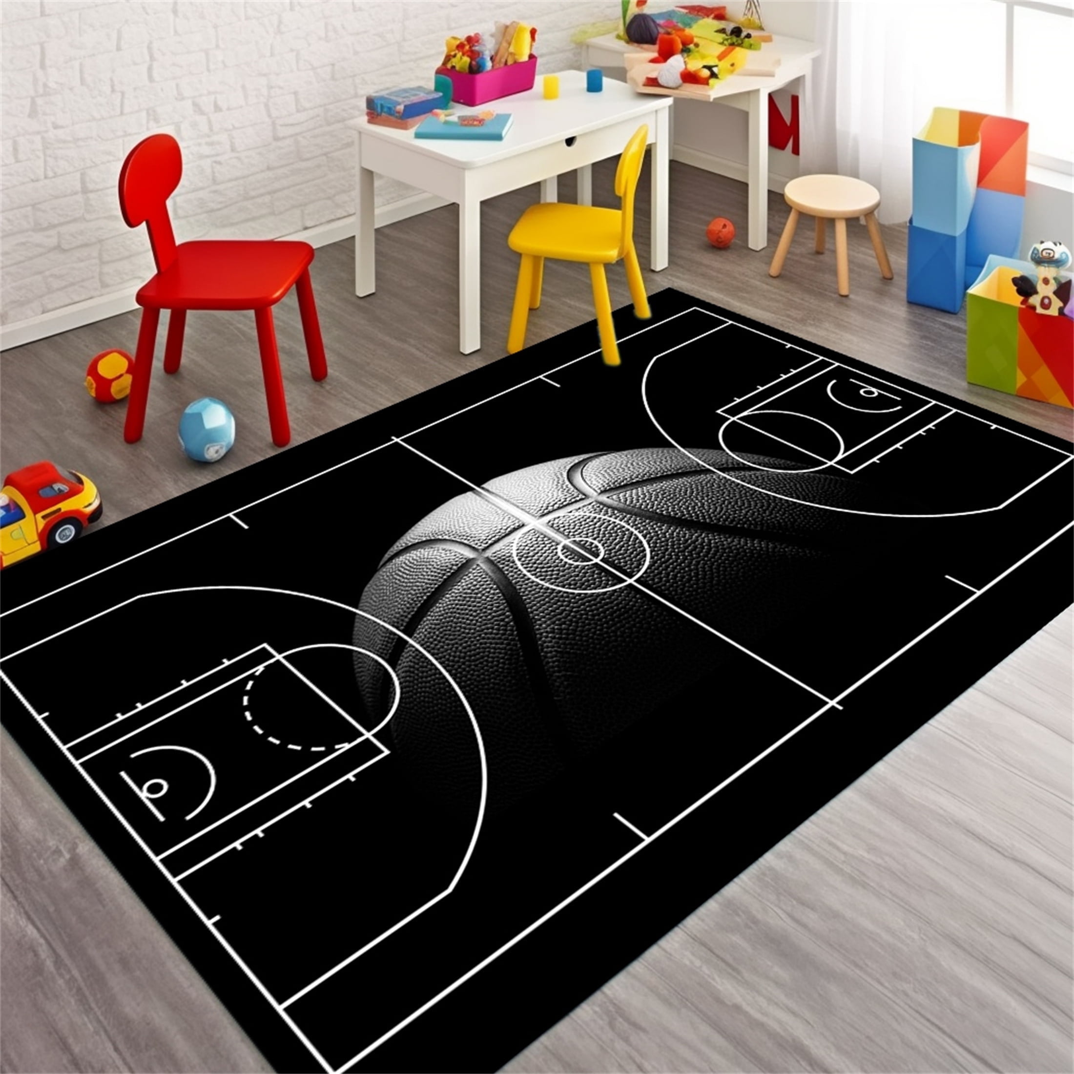 Basketball Rug for Bedroom Size 3'x5',Non-Slip Basketball Court Rug ...
