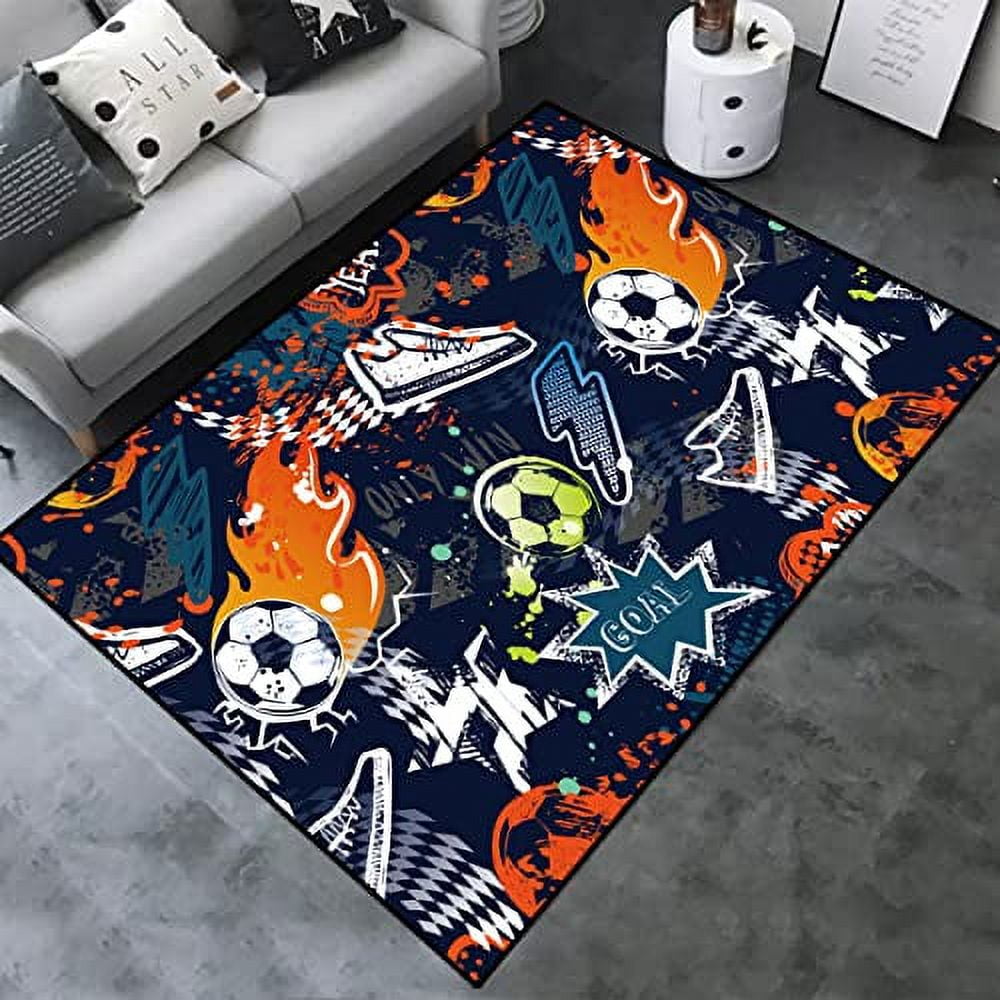 Basketball Rugby Football Dunk Court Theme Print Area Rug Non Slip ...