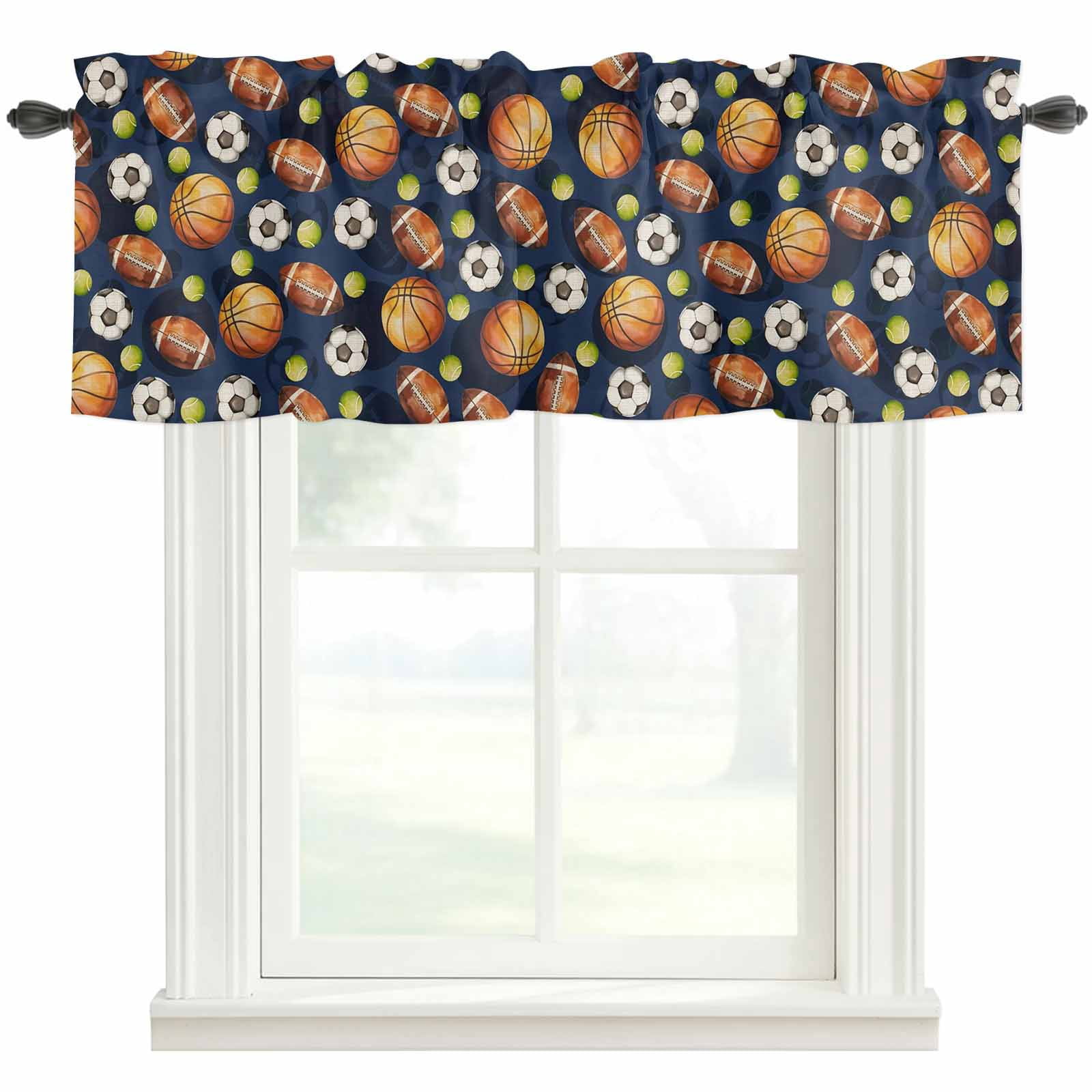 Basketball Rugby Valances for Windows Soccer Tennis Brown Ball Sport ...