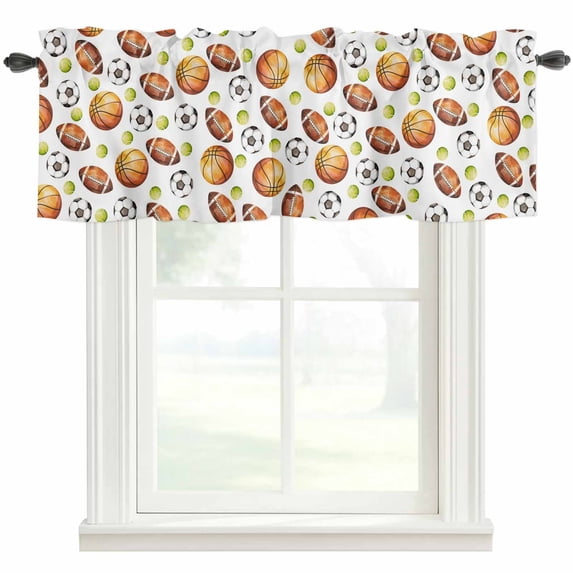 Basketball Rugby Valances for Windows Soccer Tennis Brown Ball Sport ...
