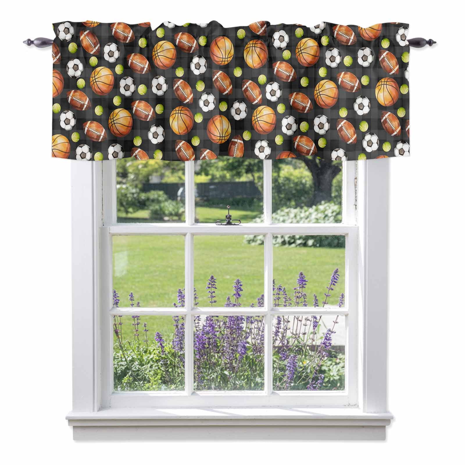 Basketball Rugby Valances for Windows Soccer Tennis Brown Ball Sport ...