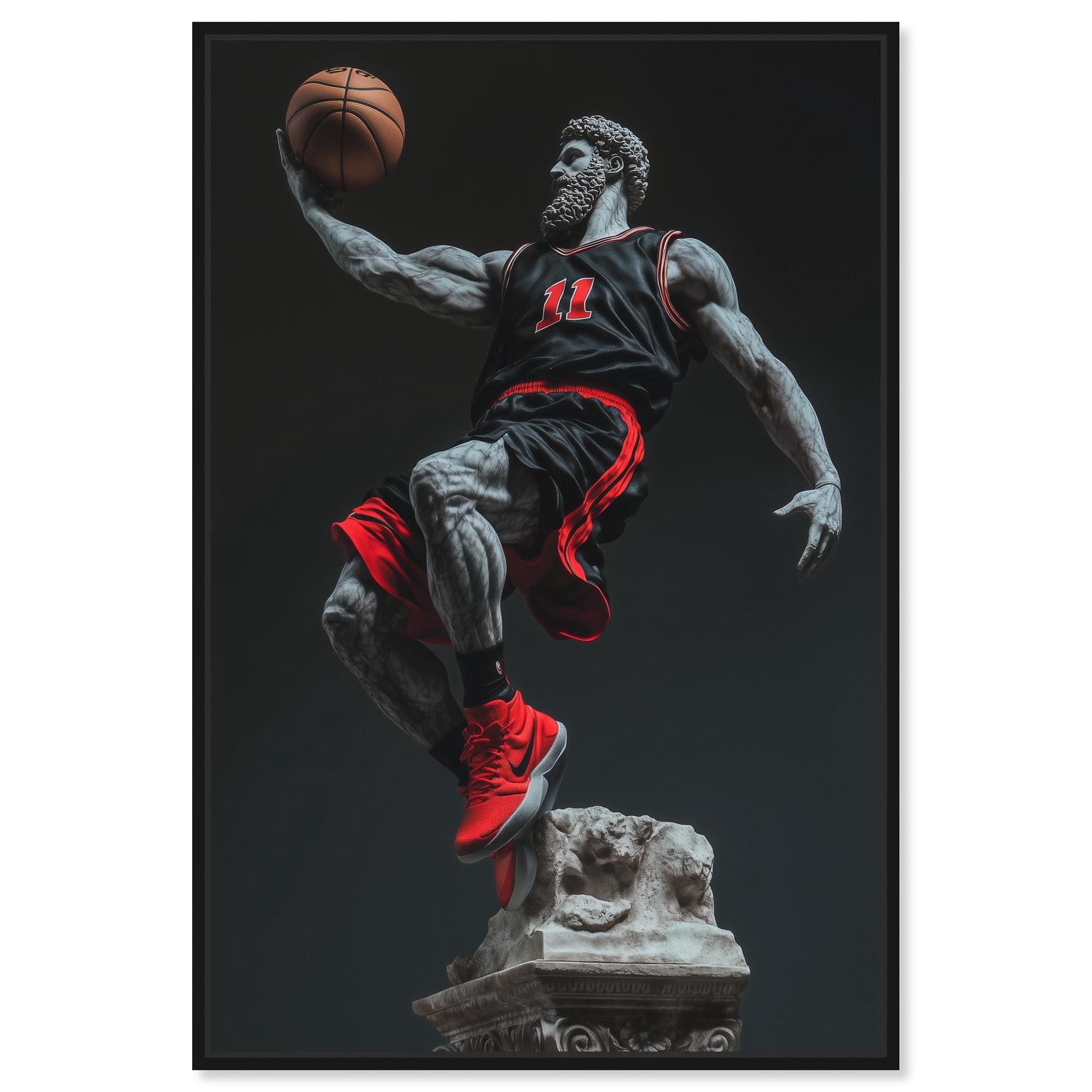Basketball Sculpture Canvas Urban Posters by Art Remedy, Black Frame ...
