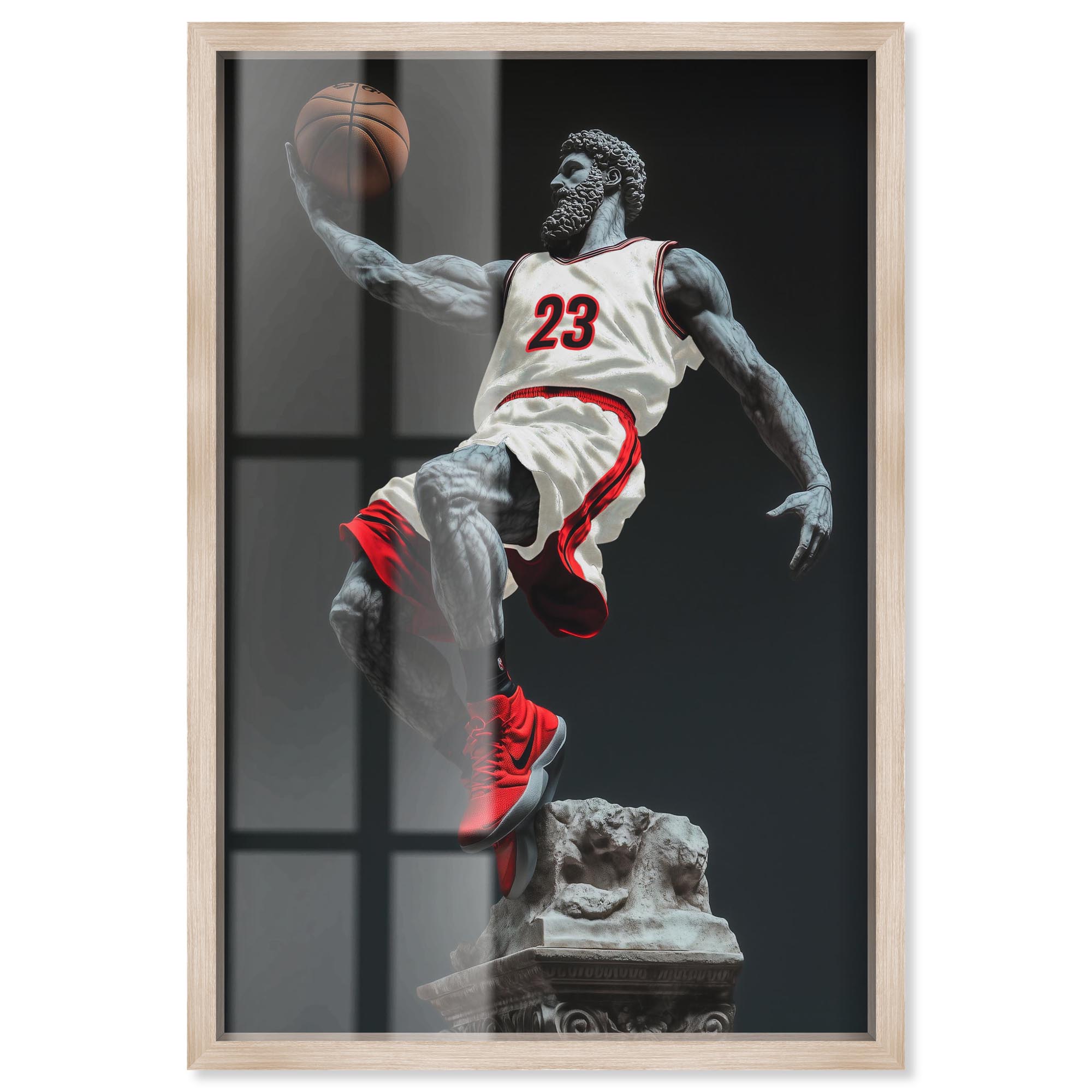 Basketball Sculpture White Uniform Shadowbox Print Sports Wall Art by ...