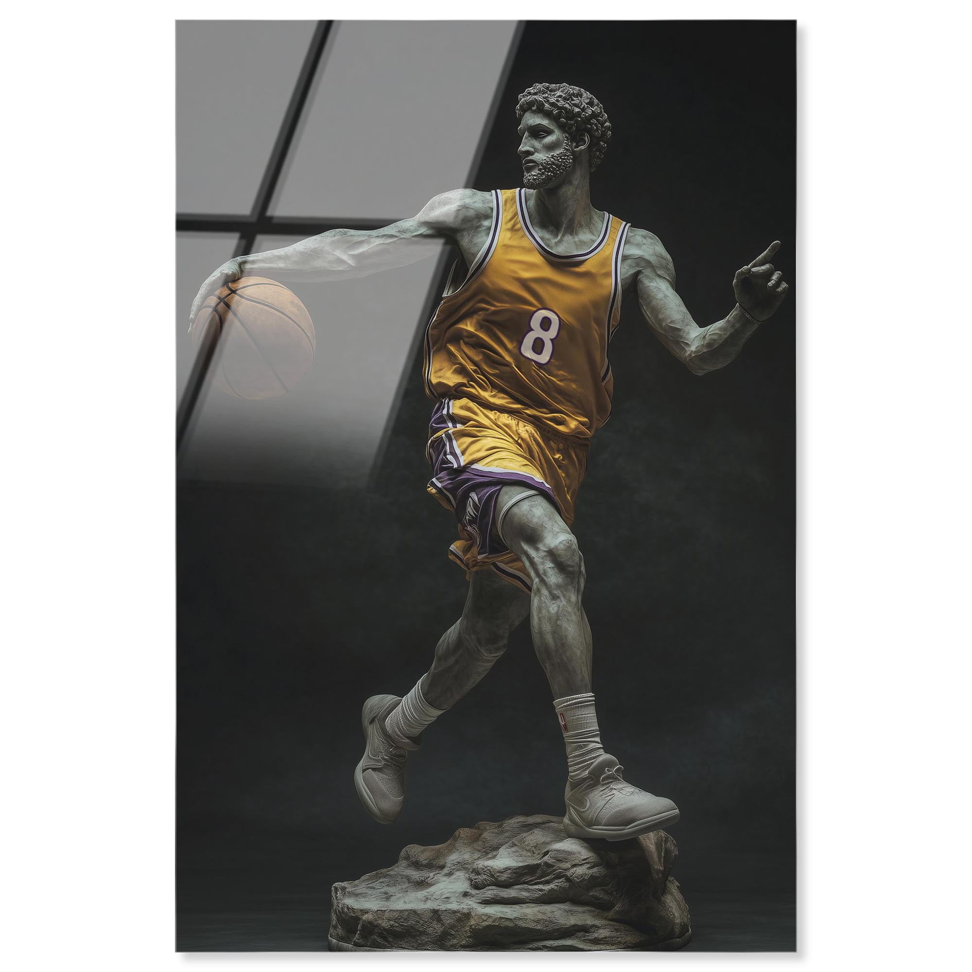 Basketball Sculpture Yellow Uniform Acrylic Sports Wall Art by Art ...