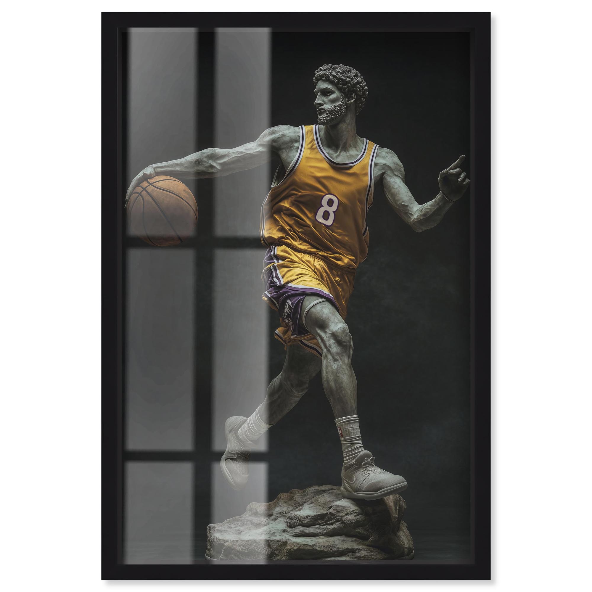 Basketball Sculpture Yellow Uniform Shadowbox Print Sports Wall Art by ...