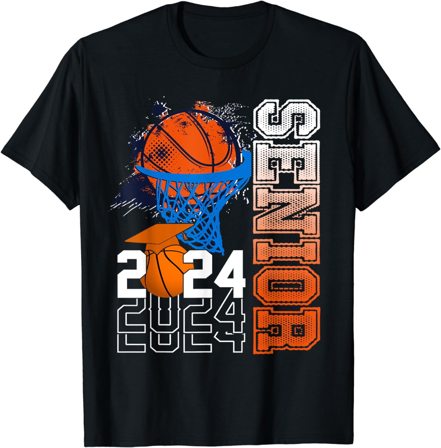 Basketball Senior Class of 2024 Funny Basketball Graduation T-Shirt ...