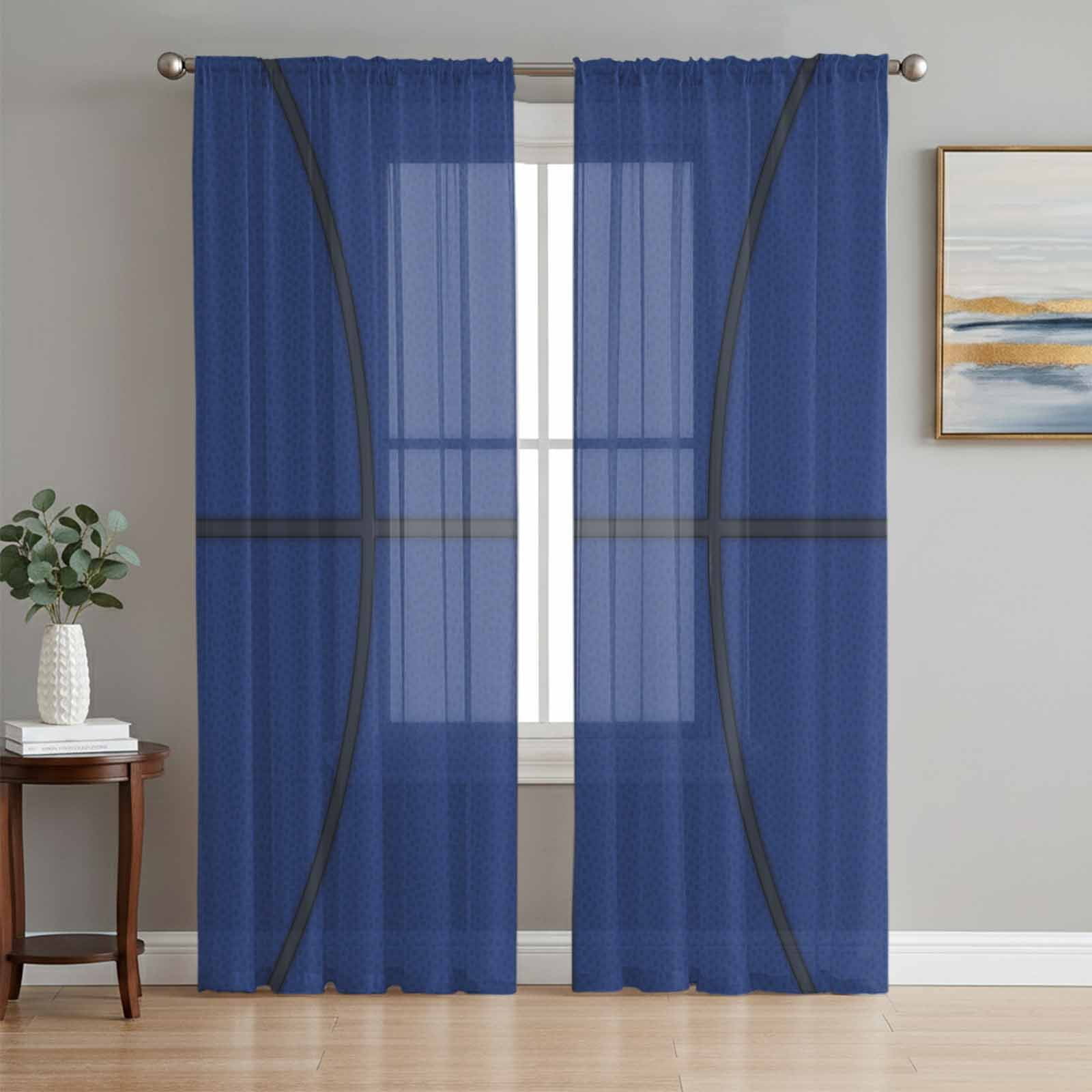 Basketball Sheer Curtains for Living Room Bedroom Blue Abstract Black ...