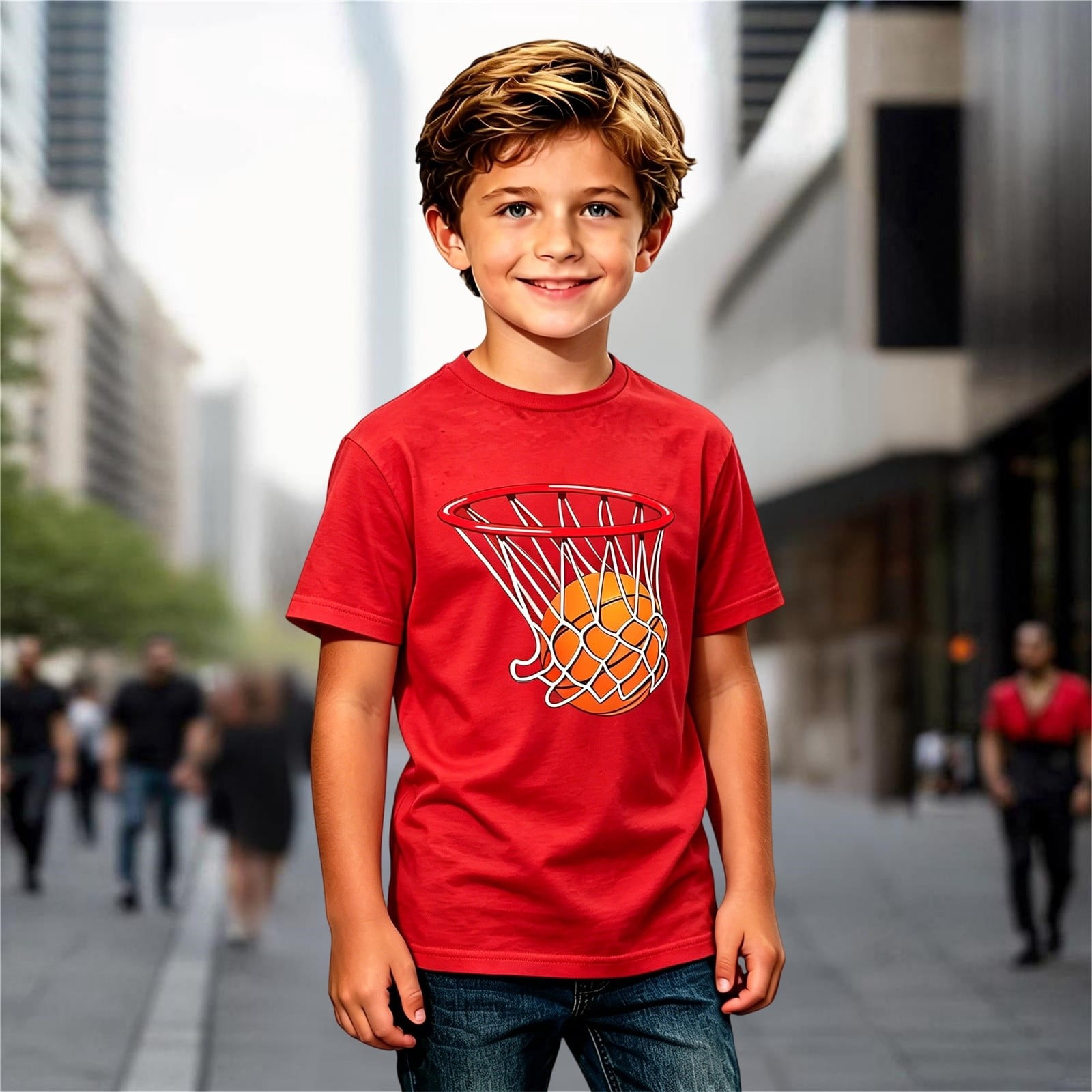 Basketball Shirt For Boys Basketball in Basket Net T-Shirt (Red2 12-13 ...