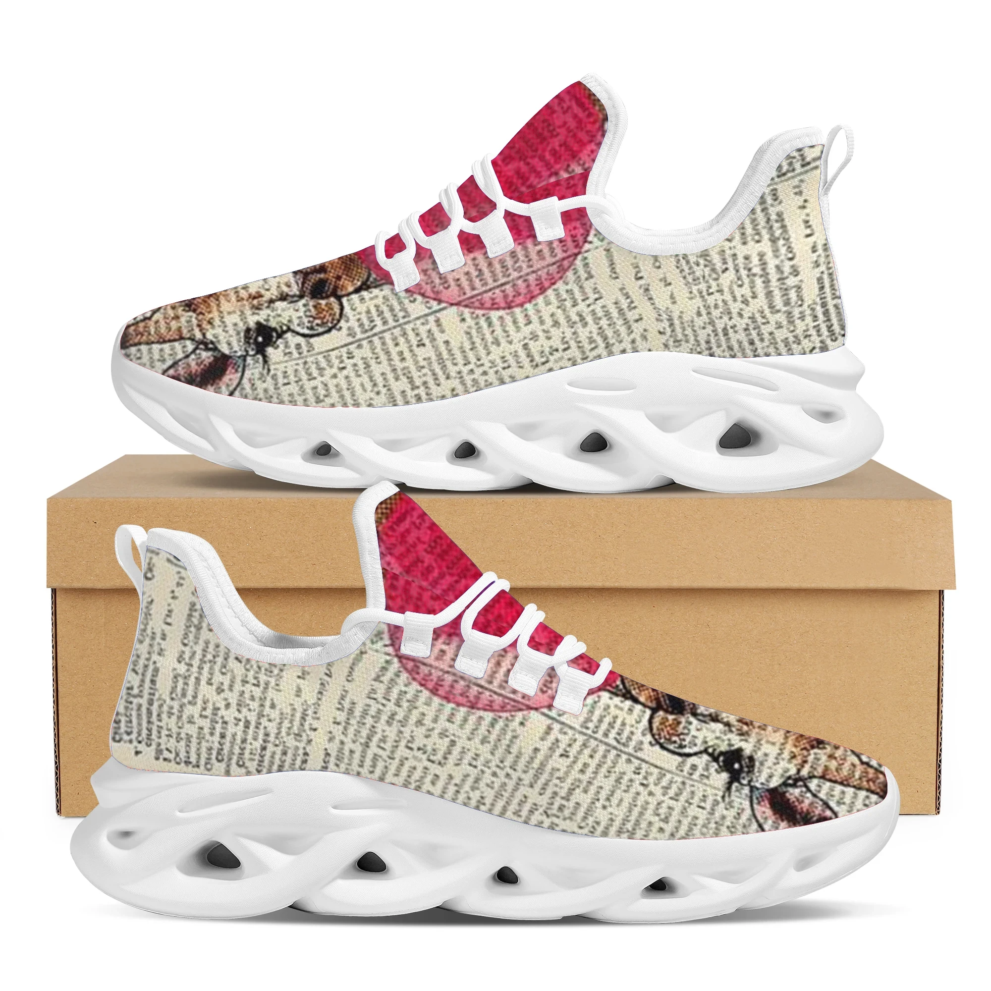 Basketball Shoes Trendy Butterfly Design Newspaper Print Lace-up ...