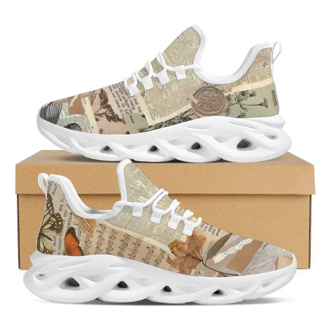 Basketball Shoes Trendy Butterfly Design Newspaper Print Lace-up ...