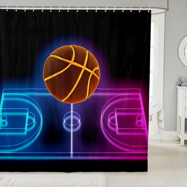 Basketball Shower Curtain for Kids Sports Bath Curtain for Boys Teen ...