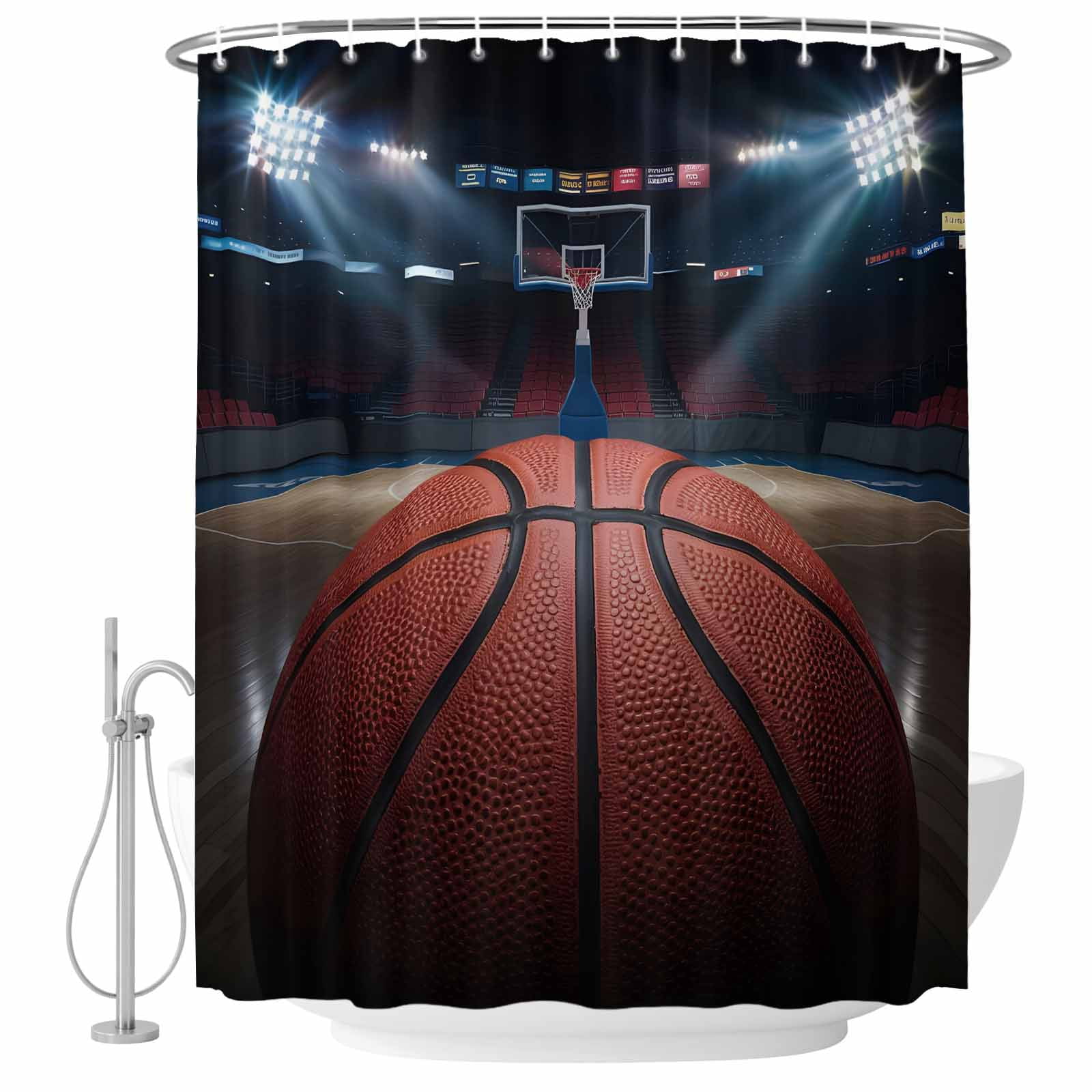 Basketball Shower Curtain Set - 72" x 78" Washable Bathtub Curtain with ...