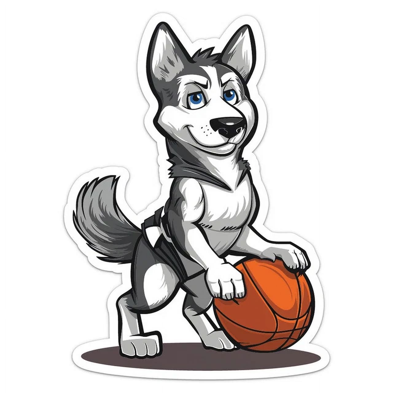 Basketball Siberian Husky Dog Sticker Phone Decal Water Bottle Stickers ...