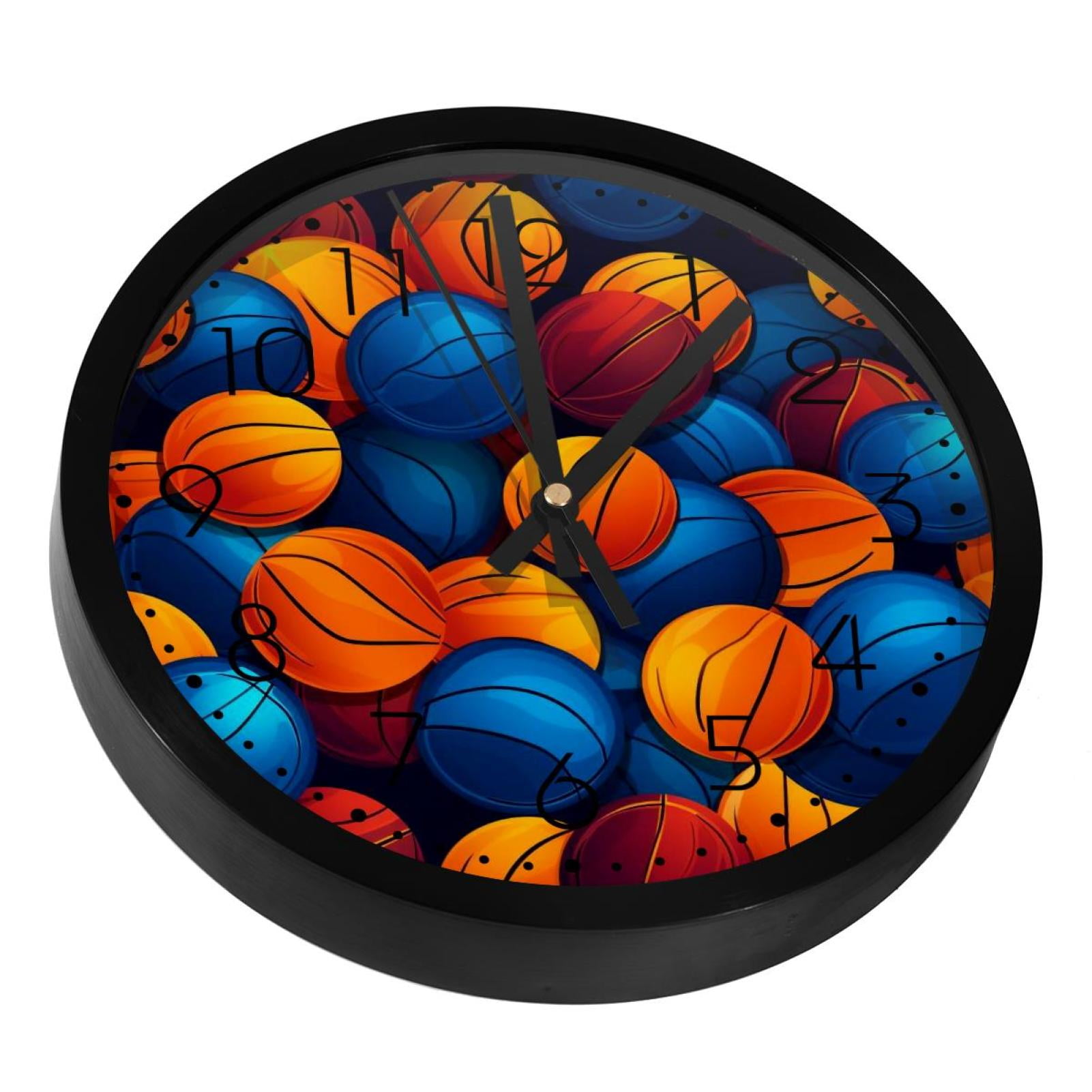 Basketball Silent Wall Clock, Non Ticking Battery Operated 9.8 Inch ...