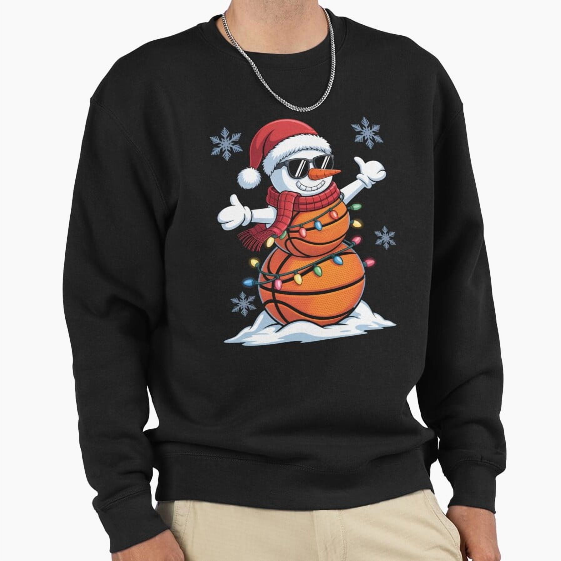 Basketball Snowman Christmas Lights Graphic Unisex Sweatshirt Funny ...