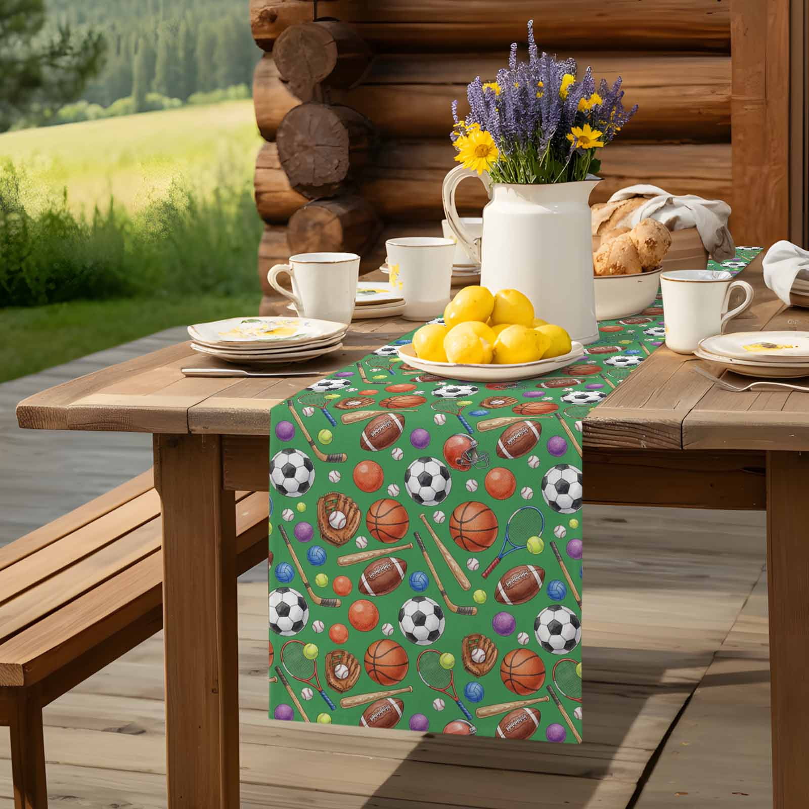 Basketball Soccer Baseball Football Table Runner 13x90in Non-Slip ...