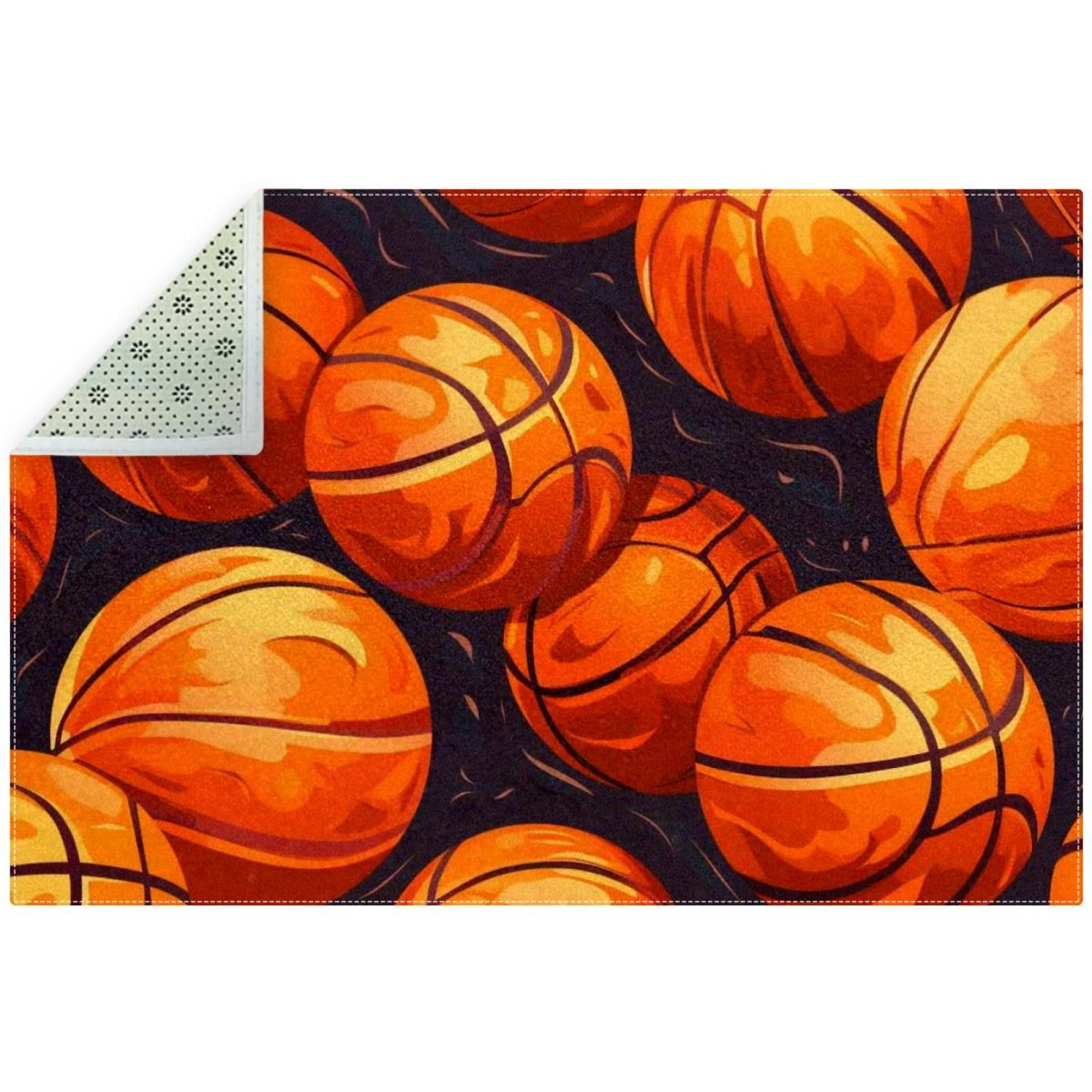 Basketball Soft Polyester Right-Angle Floor Carpet Mat for Living Room ...