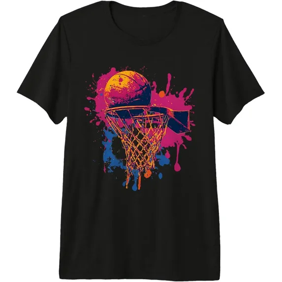 Basketball Splash Graphic Colorful Basketball Player Team Premium Tri ...